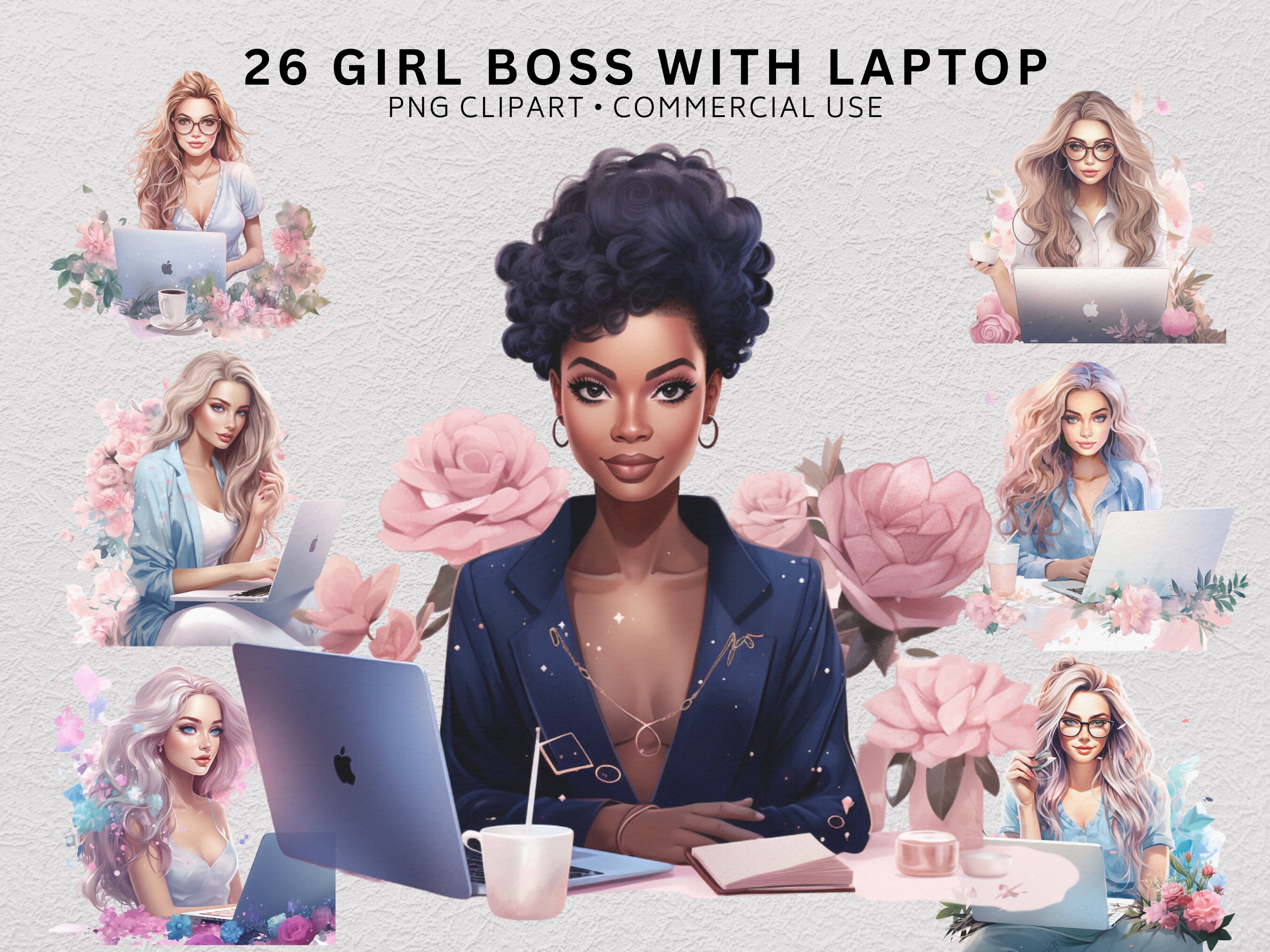 Girl Boss, Lady Boss With Laptop, Girl Boss Clipart, Working Girl ...