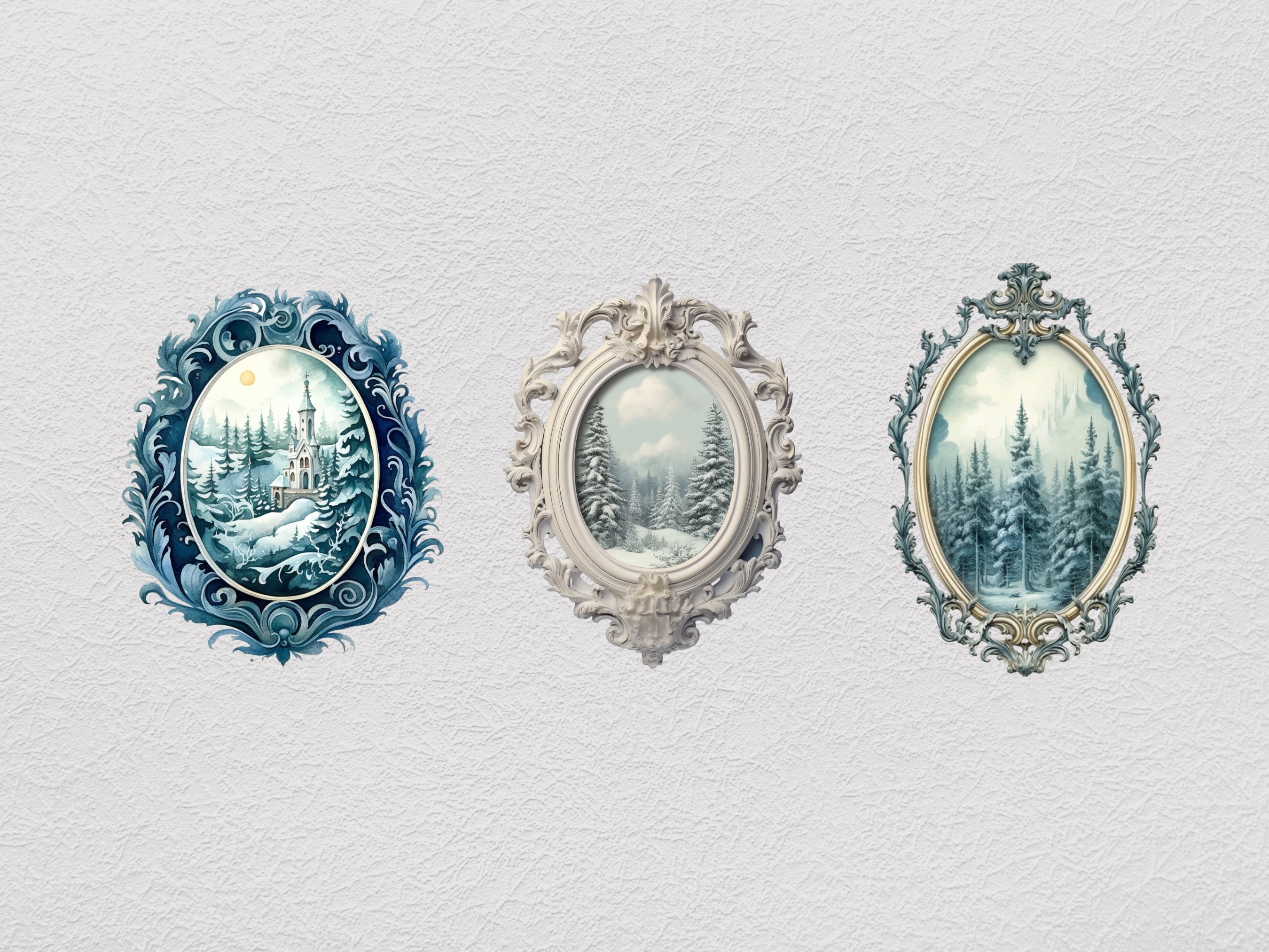 22 Rococo Winter Frames Clipart Bundle, Fantasy Clipart, Digital ...