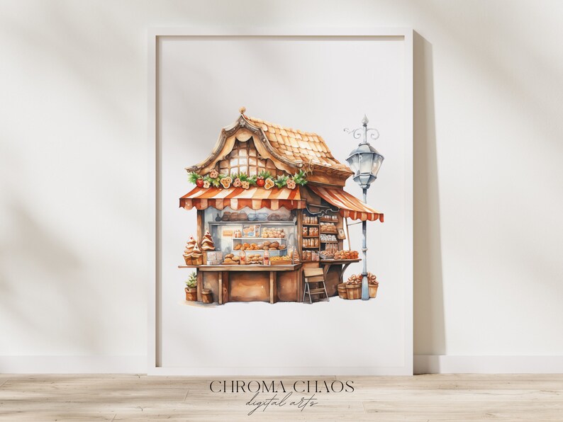 Watercolour Winter Market Clipart Bundle, Christmas Market, Stall ...