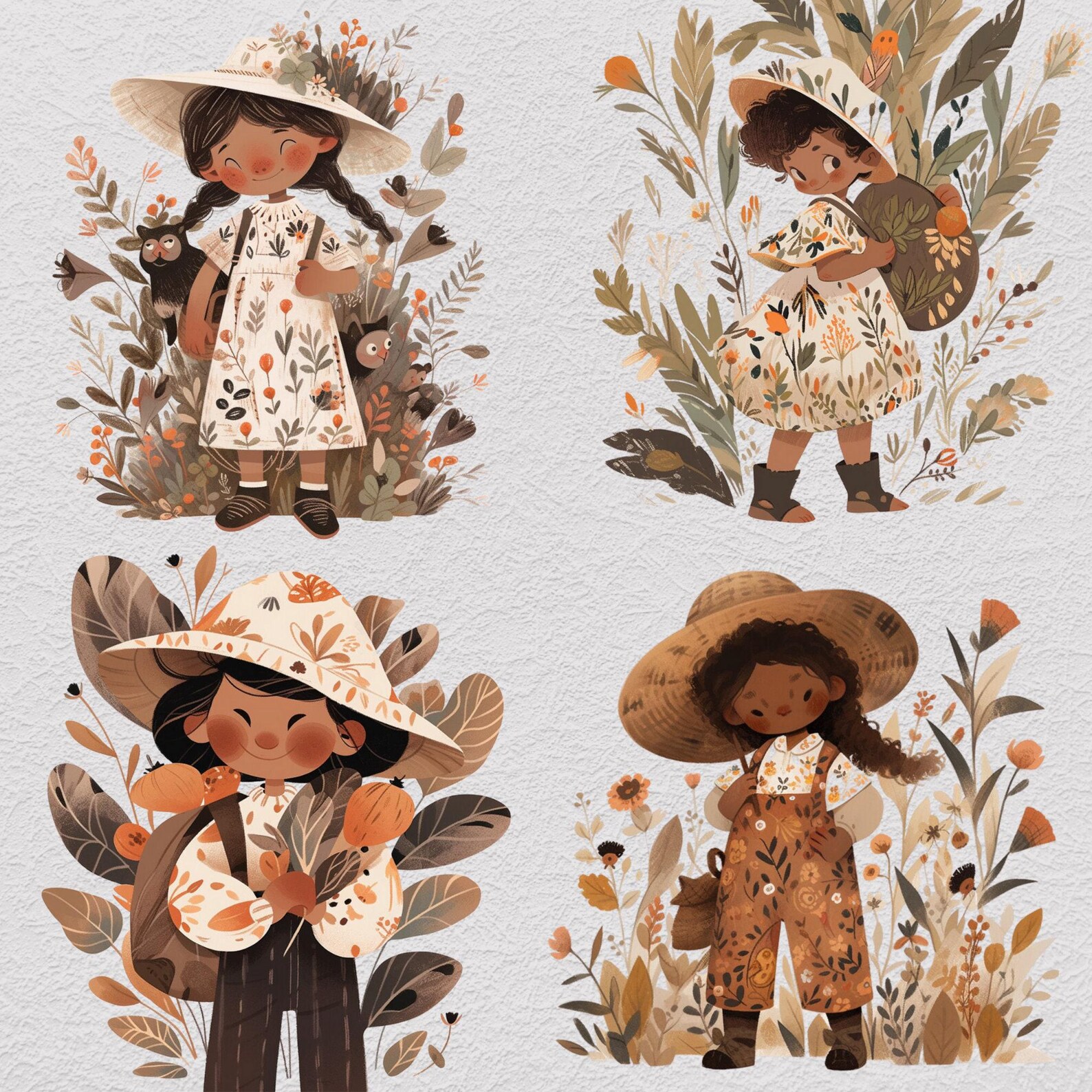Cute Little Farmer Clipart, Farmer PNG, Cozy Cottagecore Vibes, Fall ...