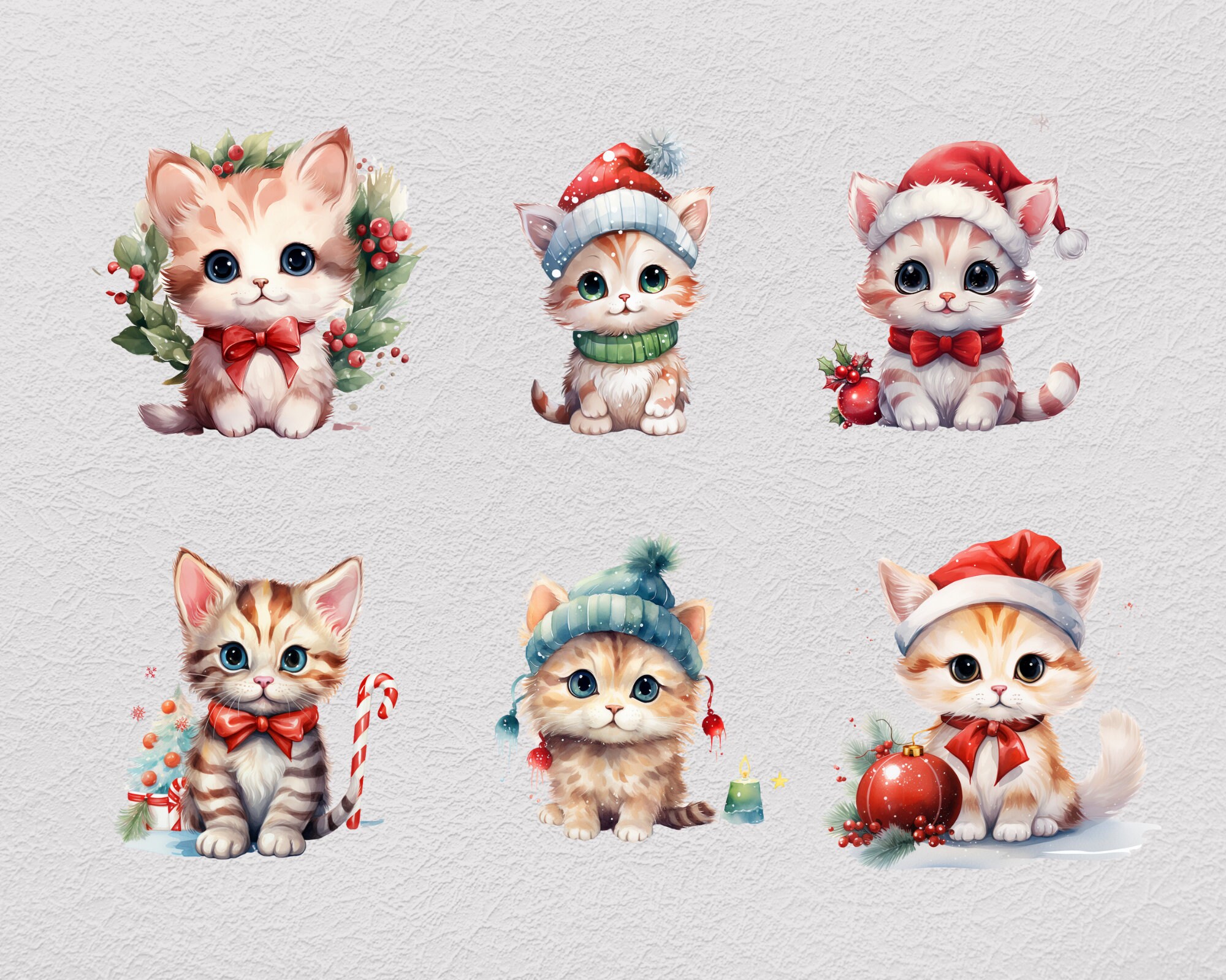 Cute Winter Kittens Clipart Kitten Family PNG Scarf and - Etsy