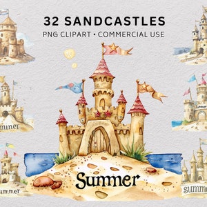 Summer Sandcastle Beach Clipart PNG Bundle Transparent Background Clip ...