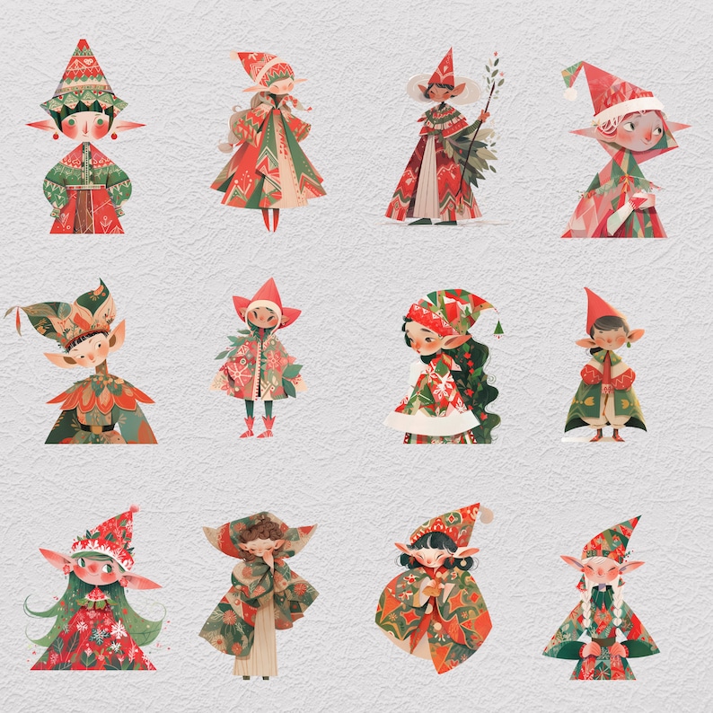 Cute Elf Clipart Bundle Gift Box Clipart Holiday Clipart - Etsy