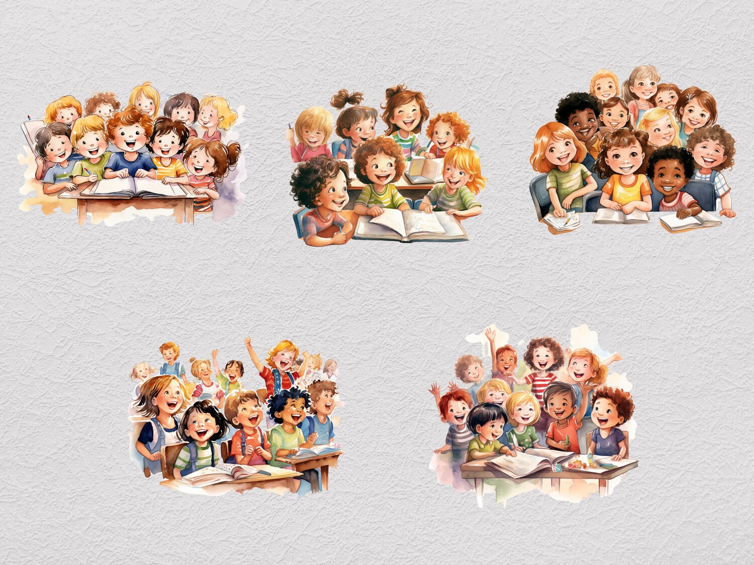 Classroom Happiness Clipart, School Clipart PNG Bundle, Transparent ...