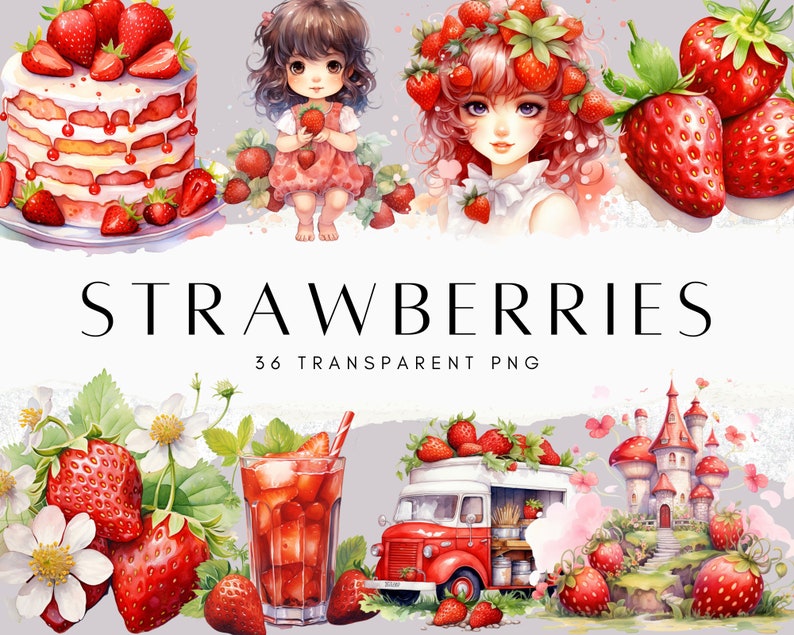 Strawberry Clipart, Fruits Clipart Bundle, All About Strawberry Clipart ...