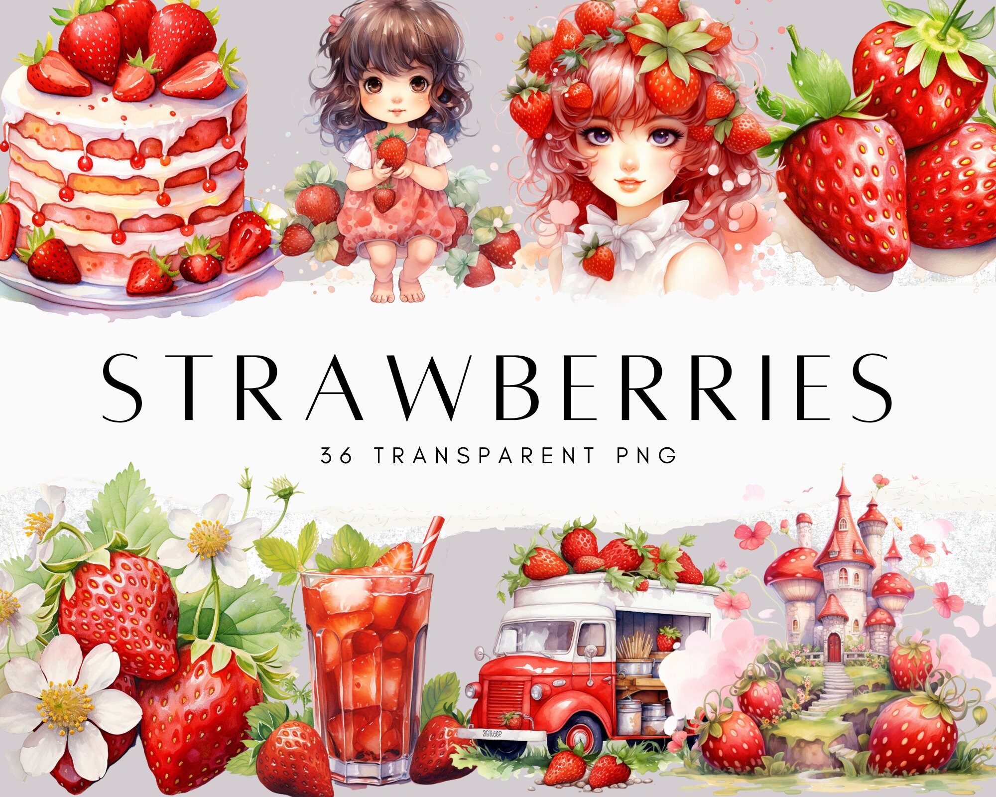 Strawberry Clipart, Fruits Clipart Bundle, All About Strawberry Clipart ...