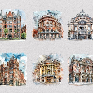 Manchester Clipart, Watercolour City Clipart Bundle, Around the World ...