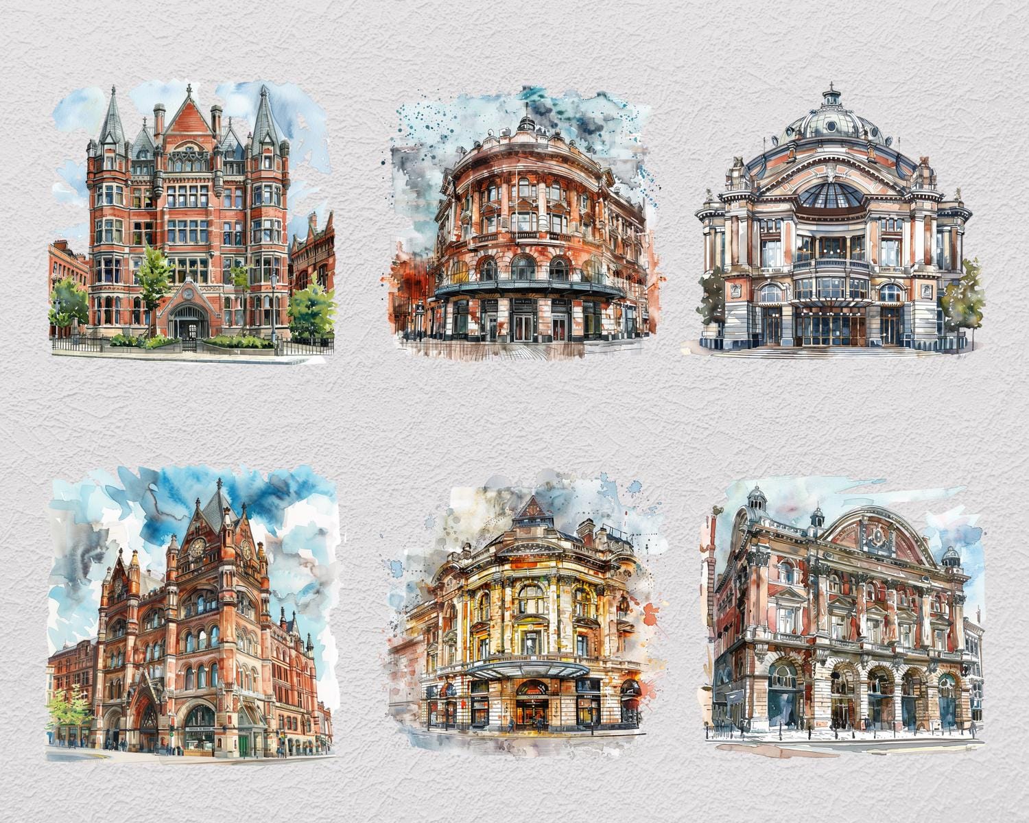 Manchester Clipart, Watercolour City Clipart Bundle, Around the World ...