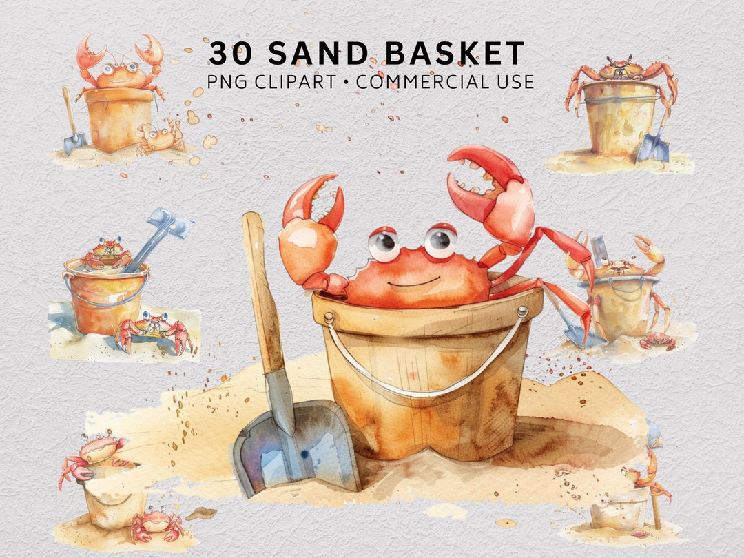 Sand Basket Summer Clipart PNG Bundle Transparent Background Clip Art ...