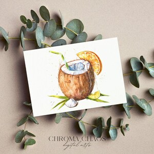 Summer Coconut Drinks Beach Clipart PNG Bundle Transparent Background ...