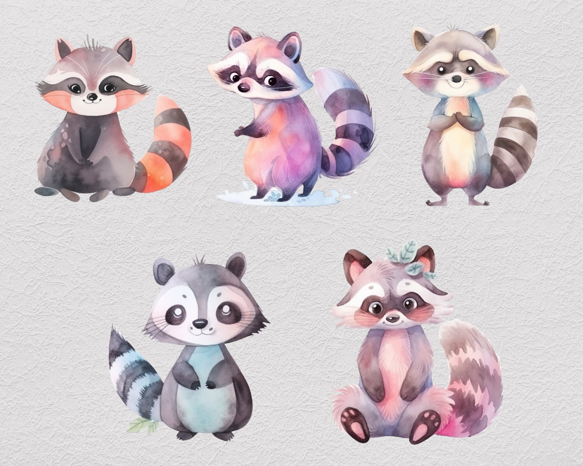 Cute Raccoons Clipart, Cute Critters, Scarf and Beanie, Snowy Friends ...
