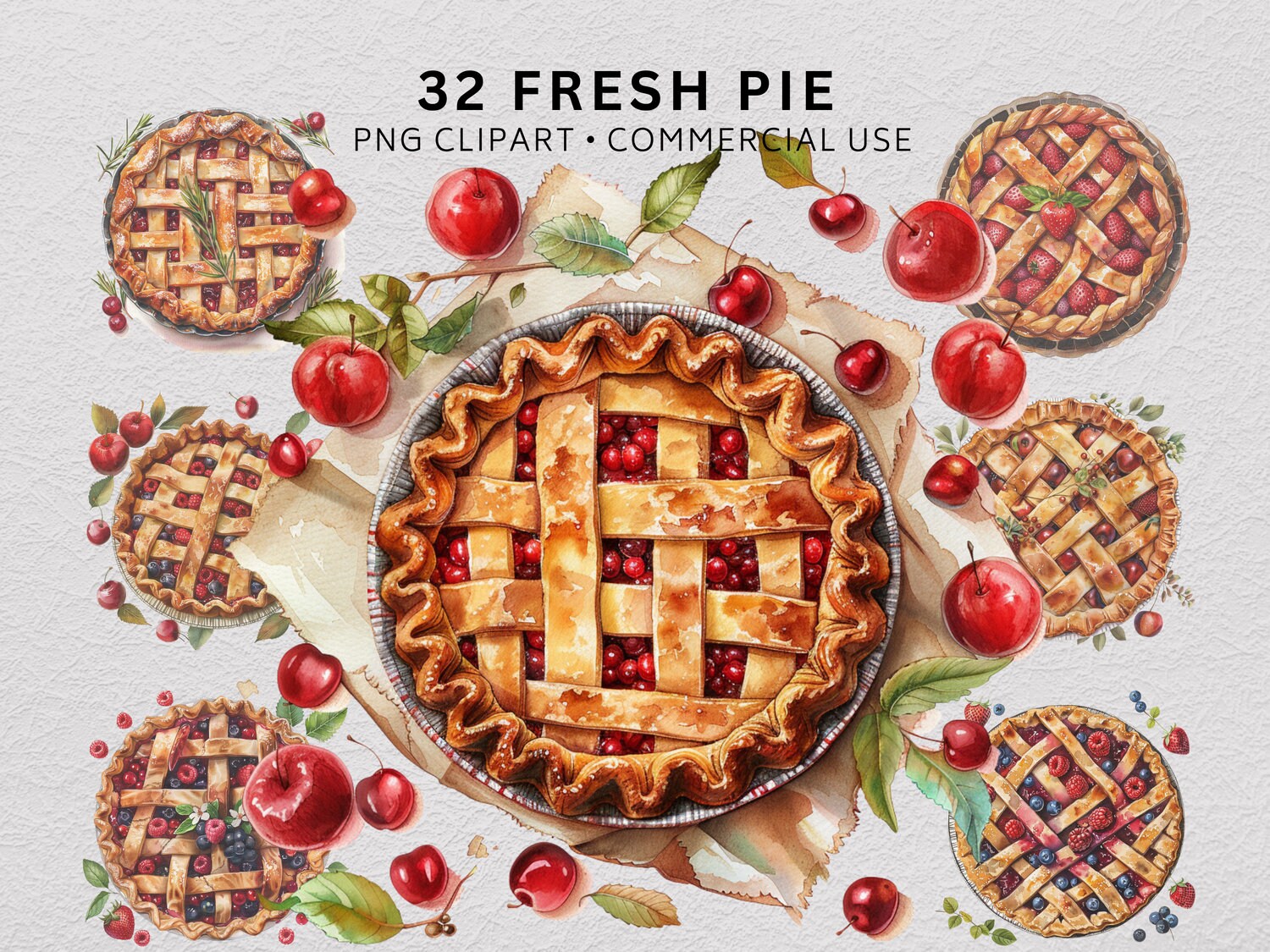 Fresh Pie Clipart, Vintage Pie Clipart, Fruit Pie Clipart, Fruit Cake ...
