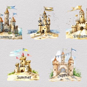 Summer Sandcastle Beach Clipart PNG Bundle Transparent Background Clip ...