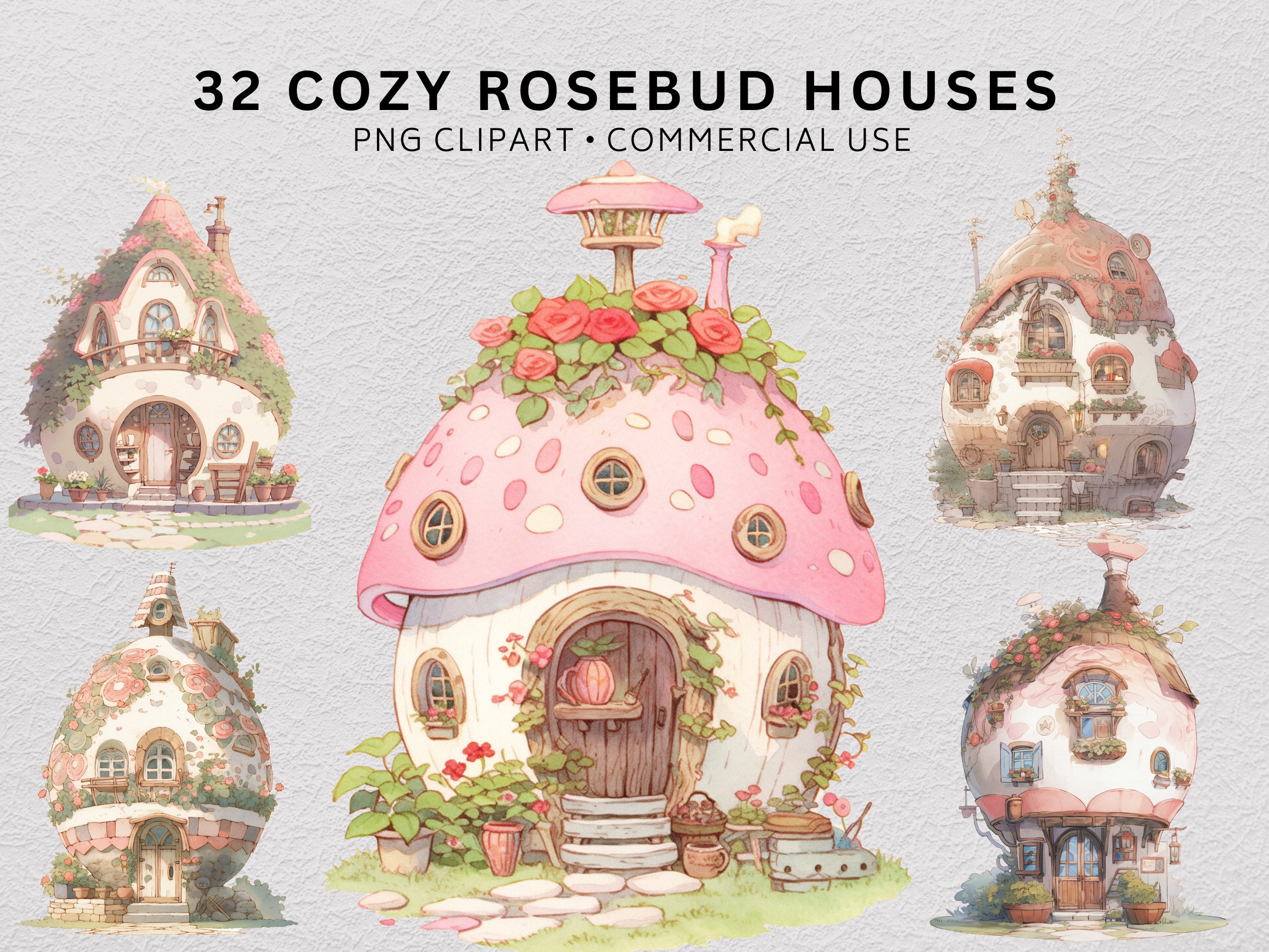 Rosebud Houses Clipart PNG, Rosebud PNG, House Clip Art, Scrapbook ...