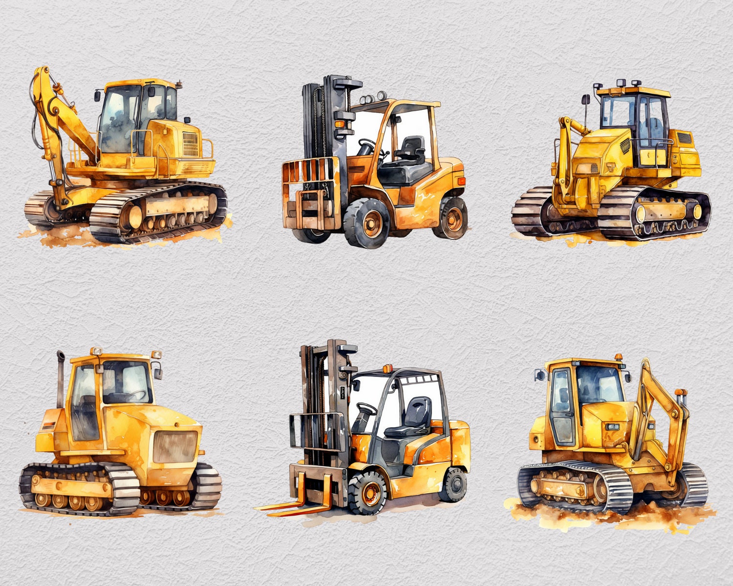 Construction Vehicles Clipart PNG Bundle, Transparent Clip Art for Kids ...