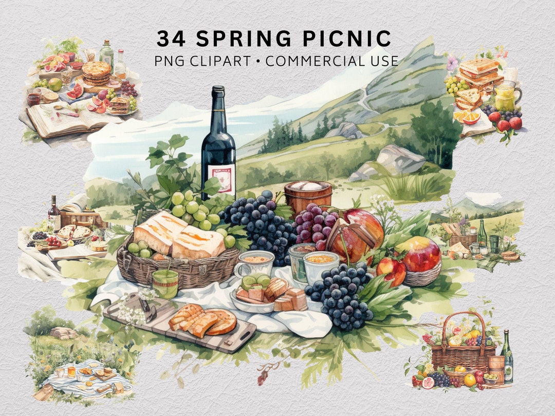 Watercolour Cozy Spring Clipart Bundle, Picnic Clipart, Cozy Clipart ...