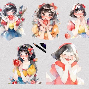 Watercolor Snow White Clipart Bundle, Princess Clipart, Scrapbooking ...