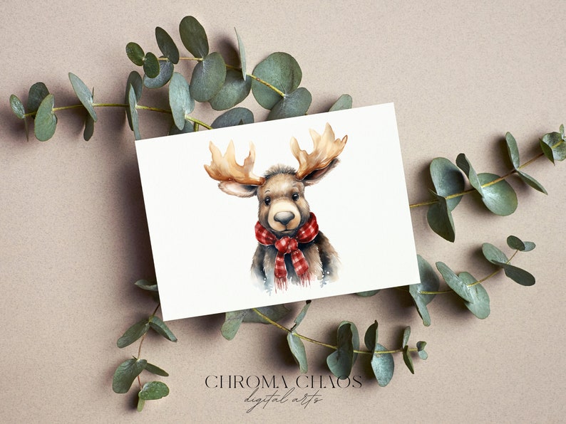 40 Cute Winter Moose Clipart Moose Family PNG Scarf and - Etsy