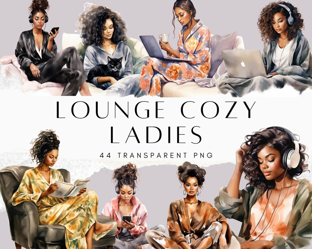Lounge Cozy Ladies Collection Clipart PNG, Cozy PNG, Cosy Girl Clip Art ...