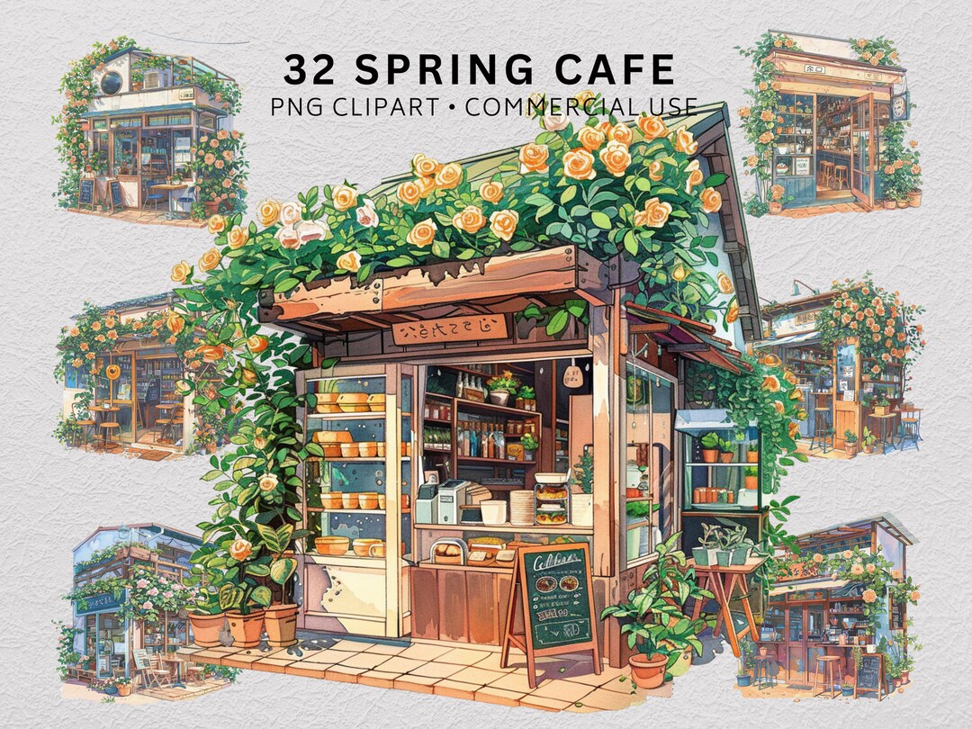 Spring Cafe Clipart PNG, Cafe PNG, Spring Clipart, Scrapbook, Junk ...