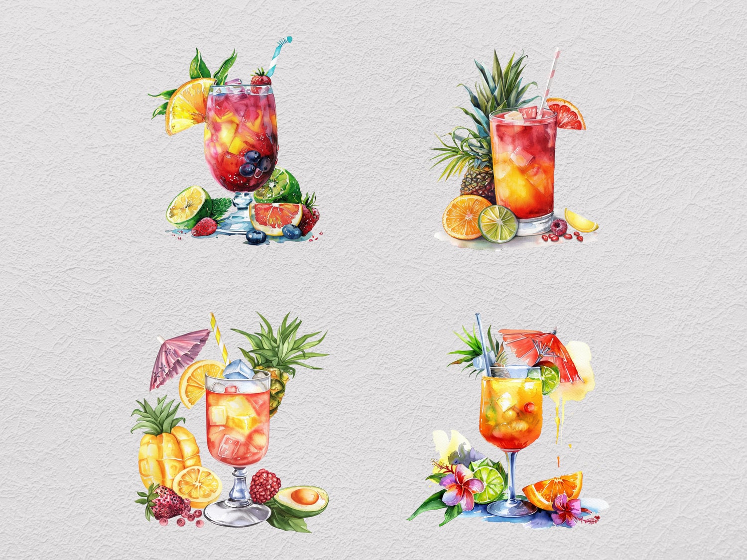 Summer Drinks Beach Clipart PNG Bundle Transparent Background Clip Art ...