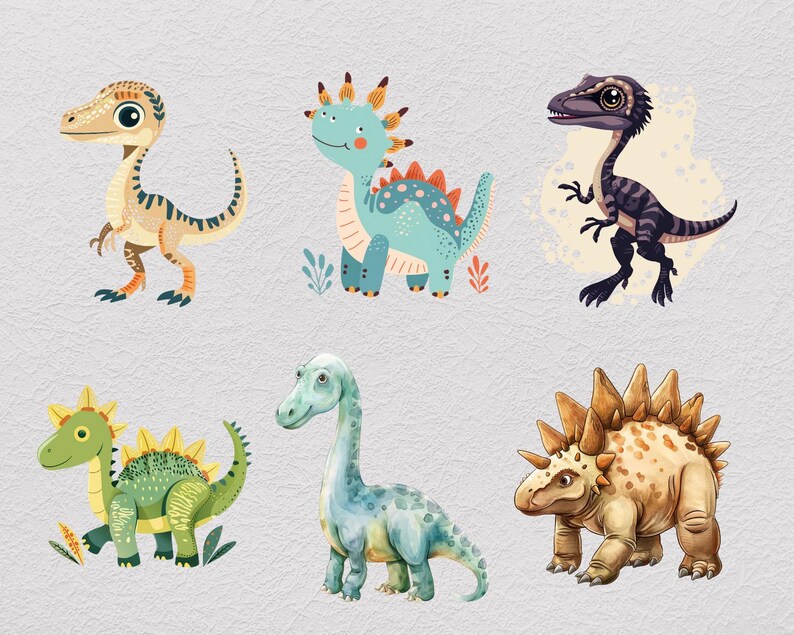 58 Dinosaurs for Children Clipart PNG Bundle, Transparent Clip Art for ...