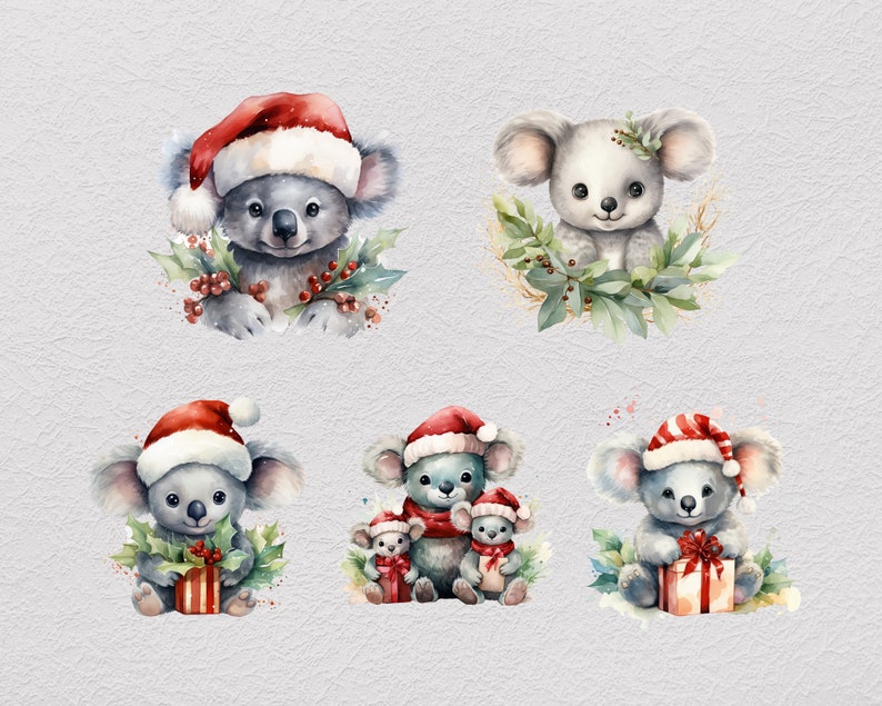 32 Winter Koala Clipart Koala Family PNG Scarf and Beanie - Etsy Australia