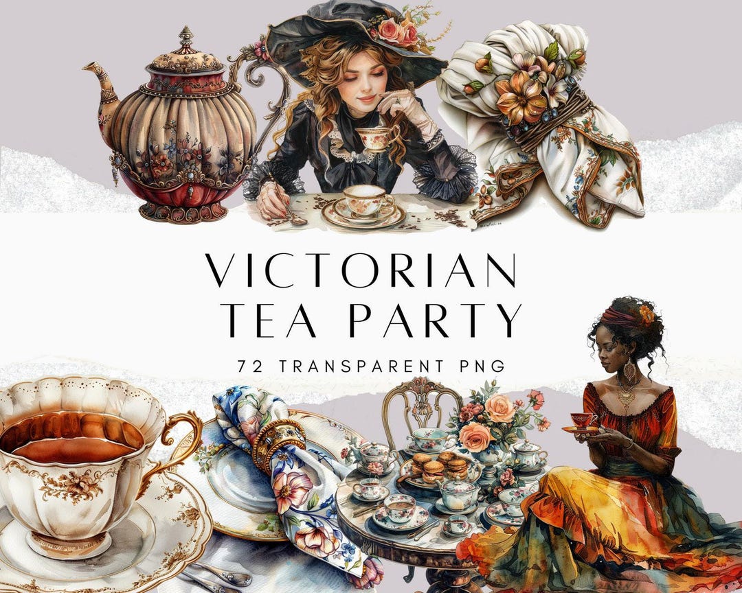 Victorian Tea Party Clipart Bundle, Vintage Tea Party Clipart, Vintage ...