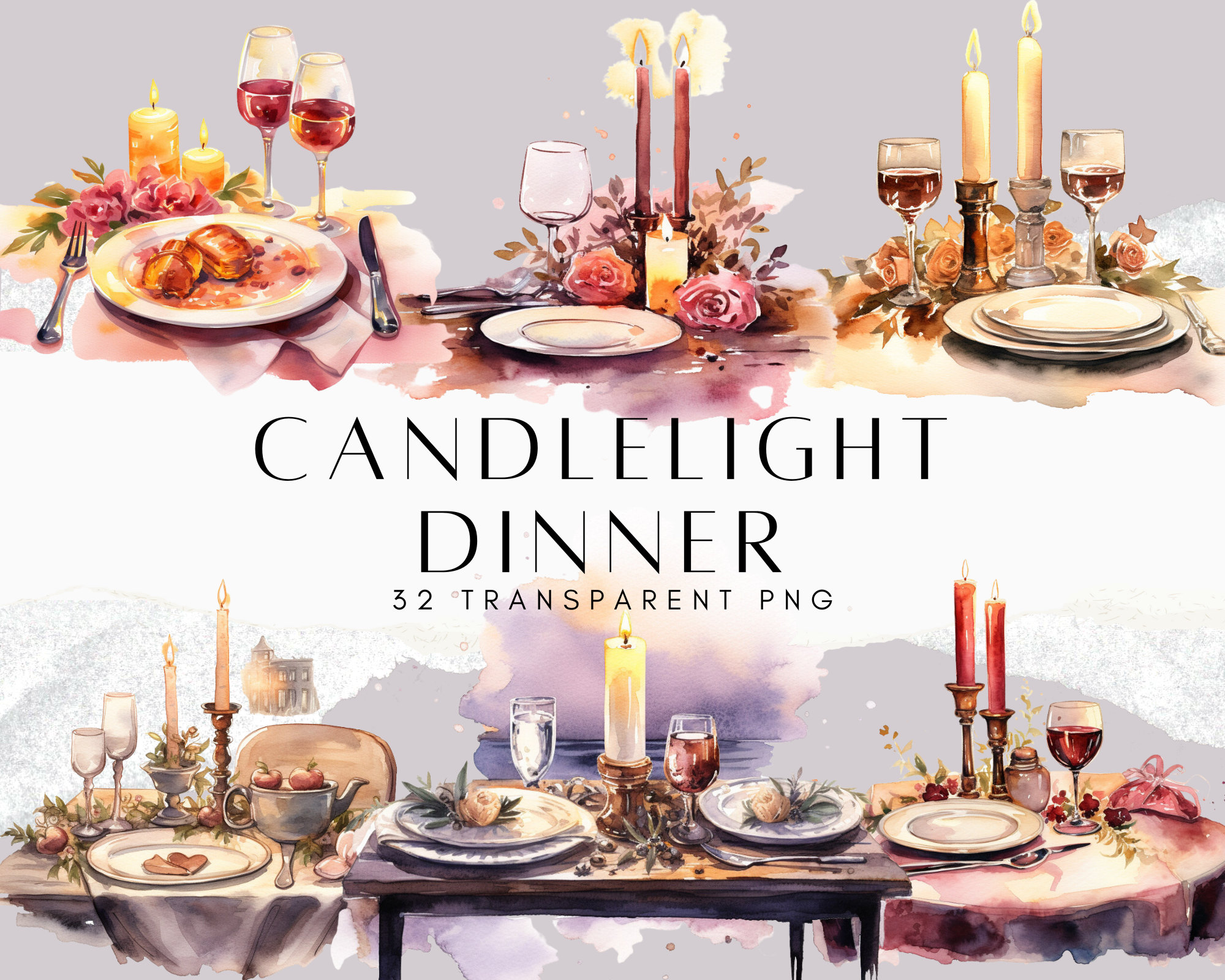 Candlelight Dinner Clipart, Romantic Dinner PNG, Couple PNG, Valentine ...