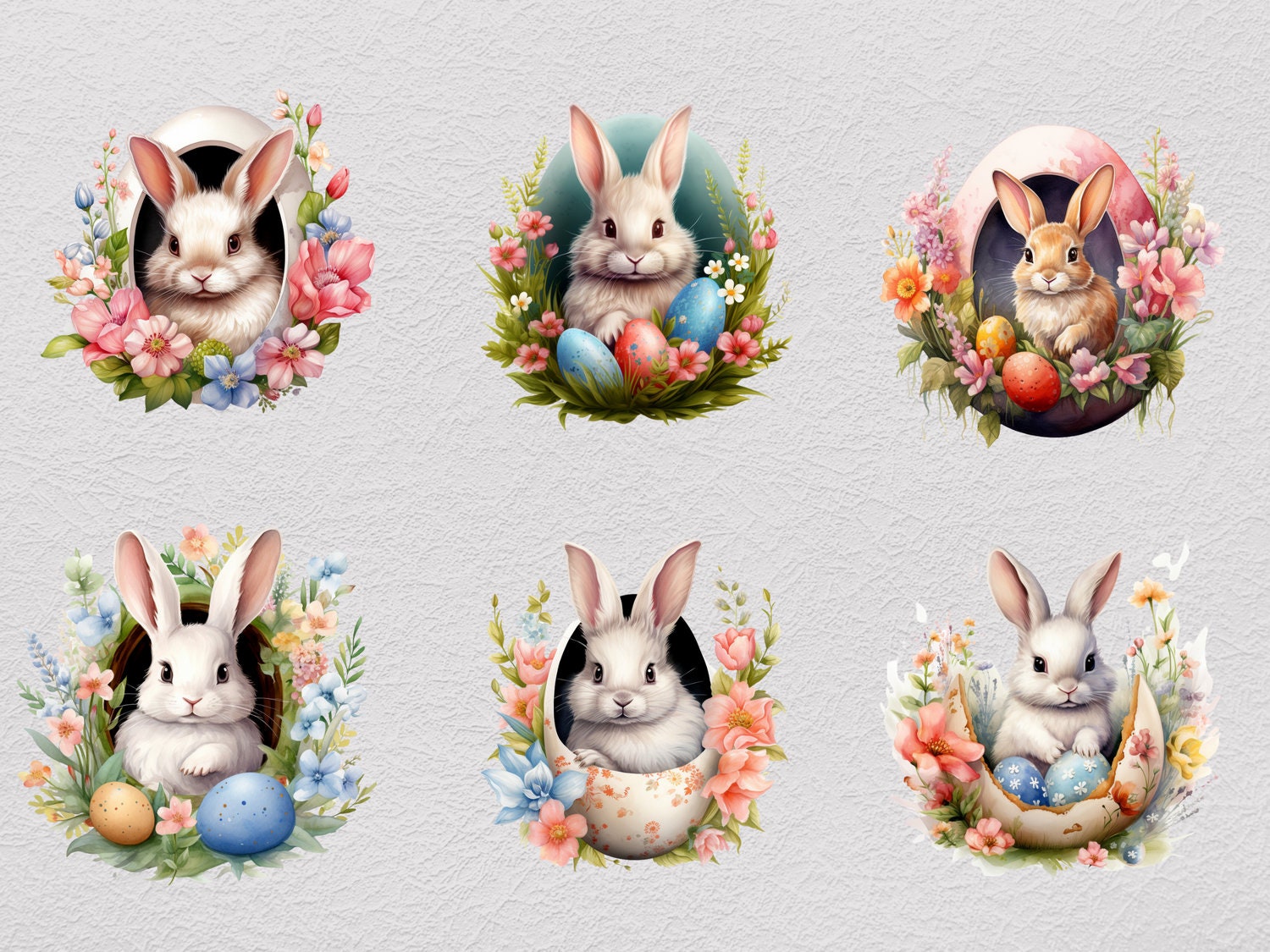 Watercolor Cute Little Bunny Clipart, Rabbit in a Basket, Bunny Clipart ...