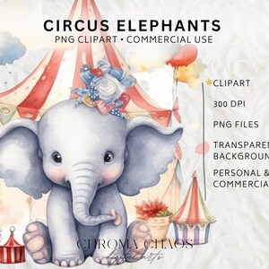 12 Cute Circus Elephants Clip Art, Kids Birthday Decor, Nursery Wall ...
