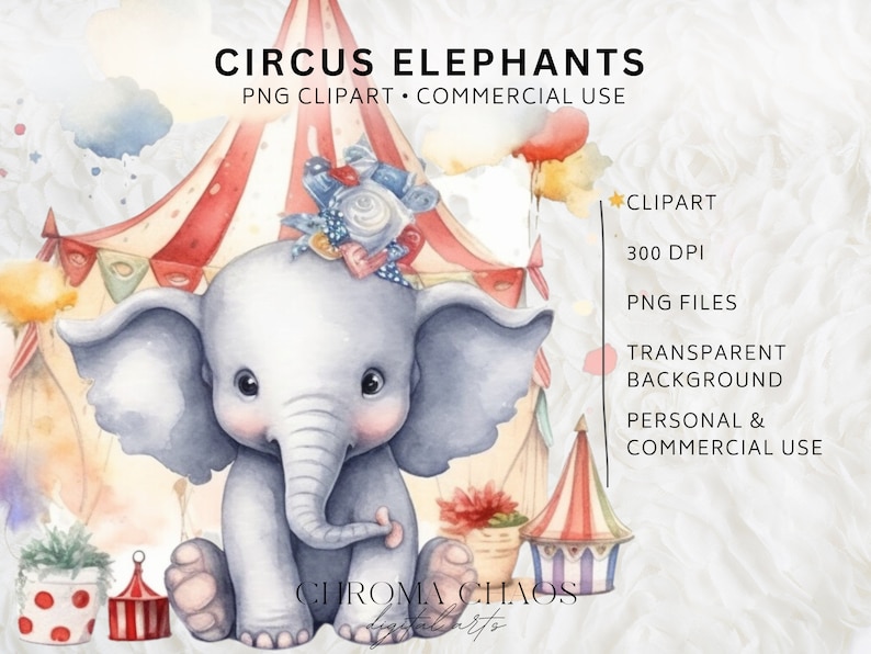 12 Cute Circus Elephants Clip Art, Kids Birthday Decor, Nursery Wall ...