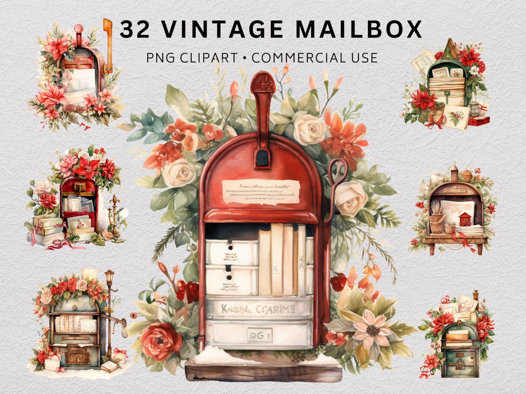 32 Vintage Mailbox Clipart Bundle, Mailbox Png, Mailbox Sticker ...