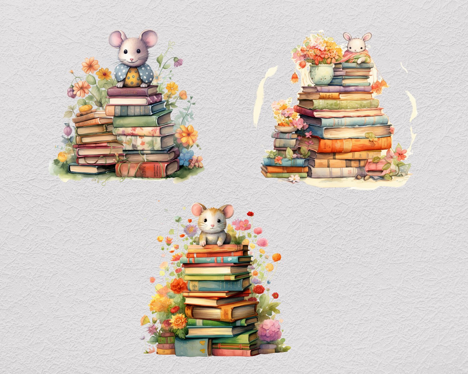 Watercolour Mouse Books Clipart Bundle, Books Clipart, Cozy Reading ...