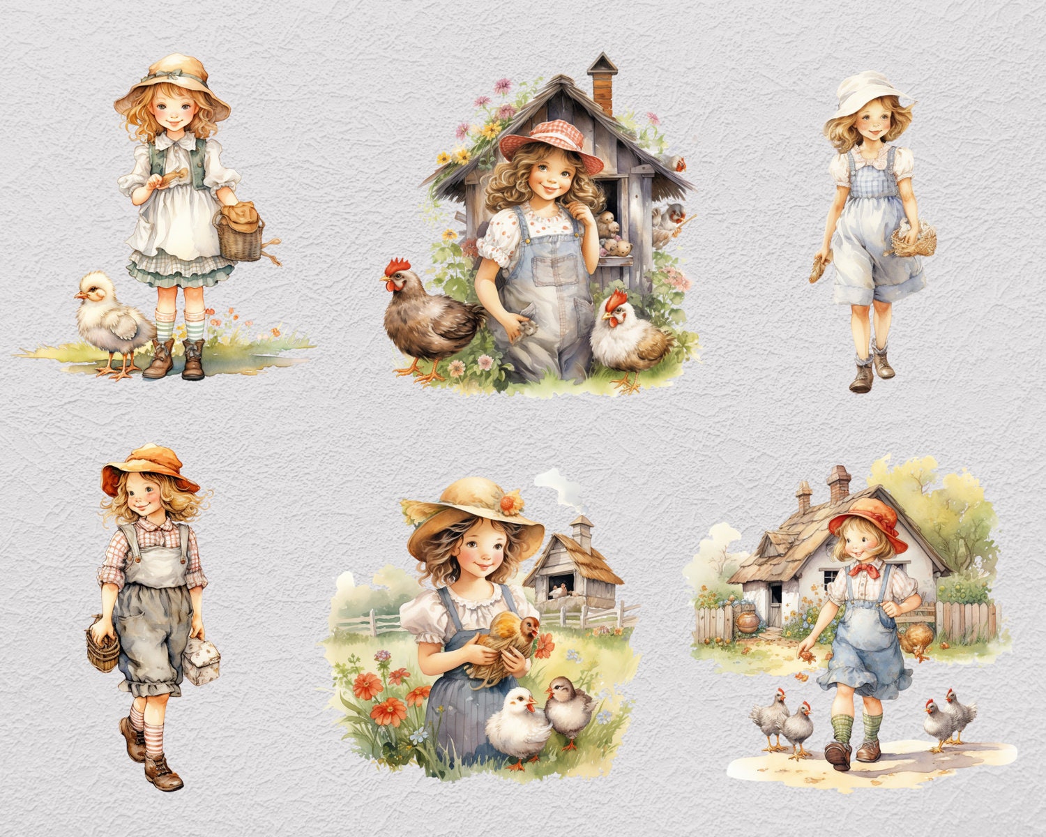 Farm Girl Clipart PNG Sublimation Bundle, Farmer Clipart, Cow Clipart ...