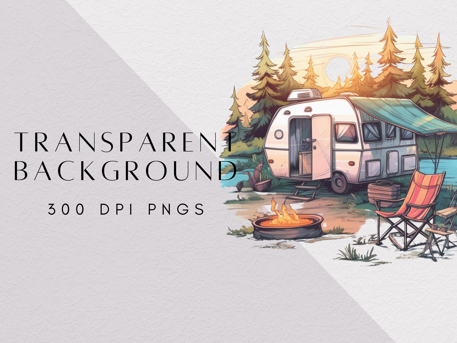 24 Camping Caravan Clipart Bundle, Watercolour Retro Camper PNG ...