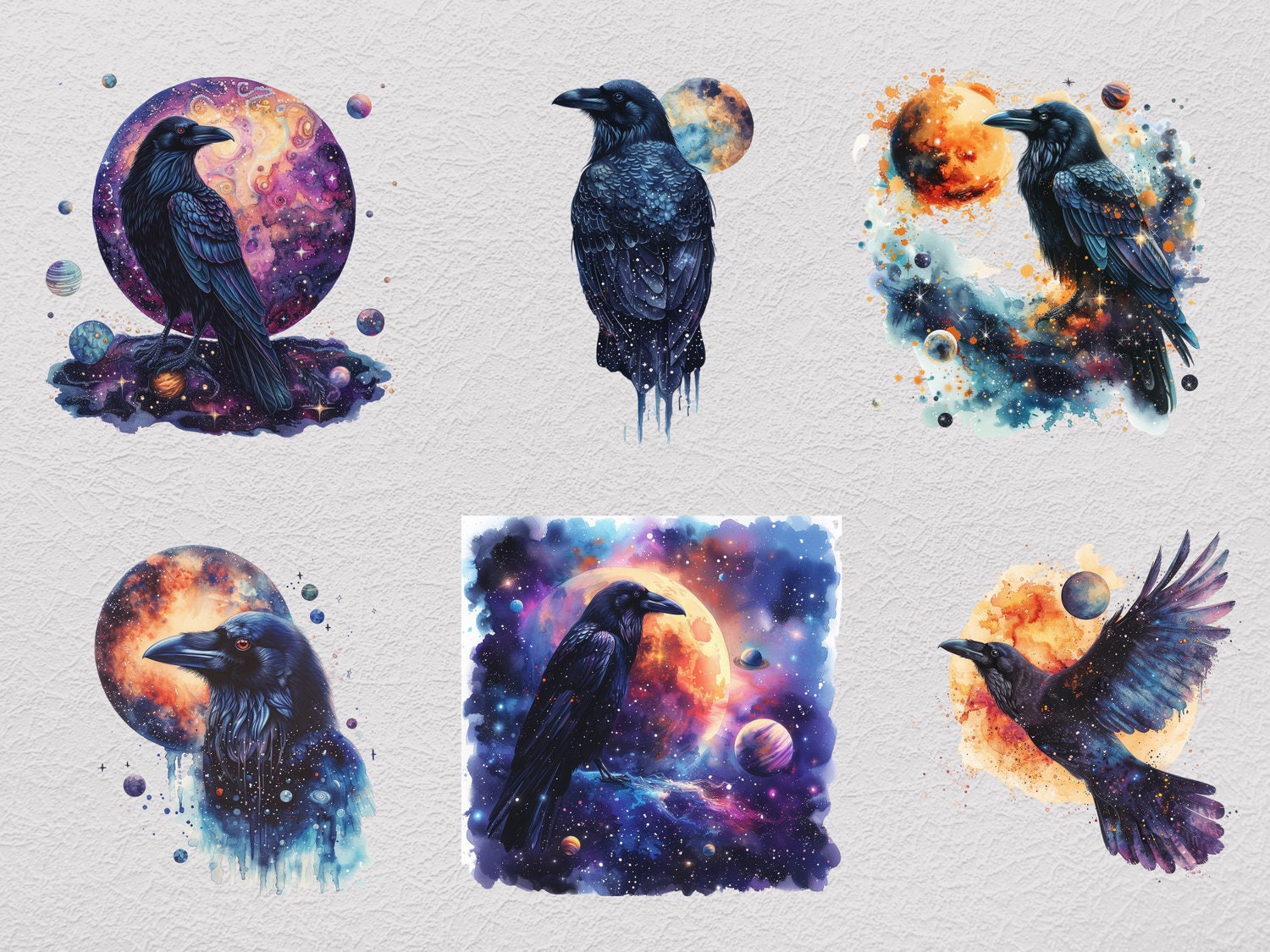 Raven and the Galaxy, Cosmic Raven Clipart Raven PNG Bundle Witchcraft ...
