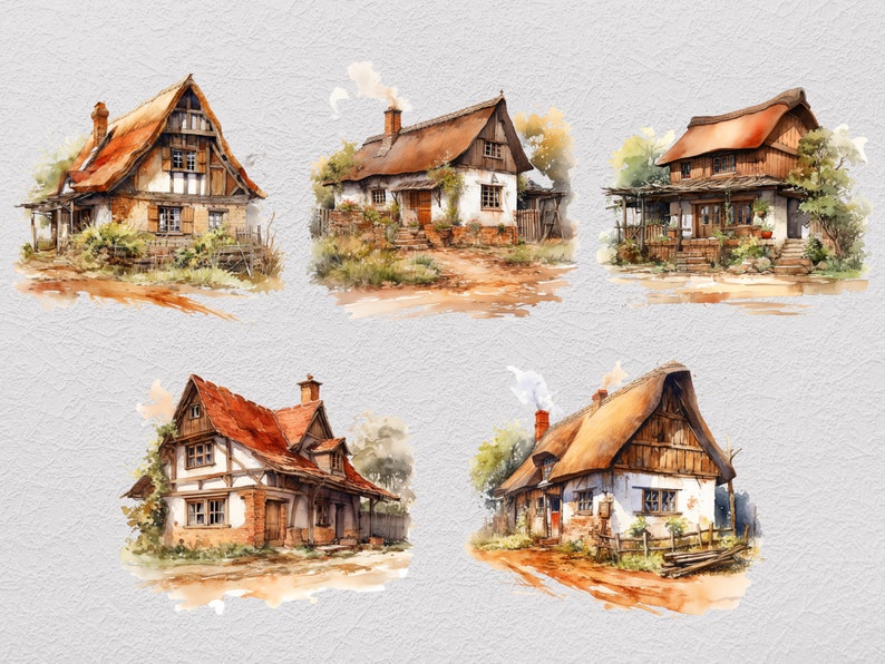 Rustic Farmhouse Clipart PNG Cottage PNG Farmhouse Clip Art - Etsy