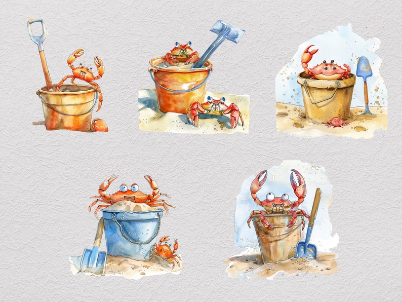 Sand Basket Summer Clipart PNG Bundle Transparent Background Clip Art ...