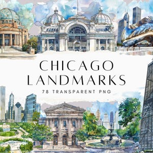 Chicago Clipart, Watercolour City Clipart Bundle, Around the World ...