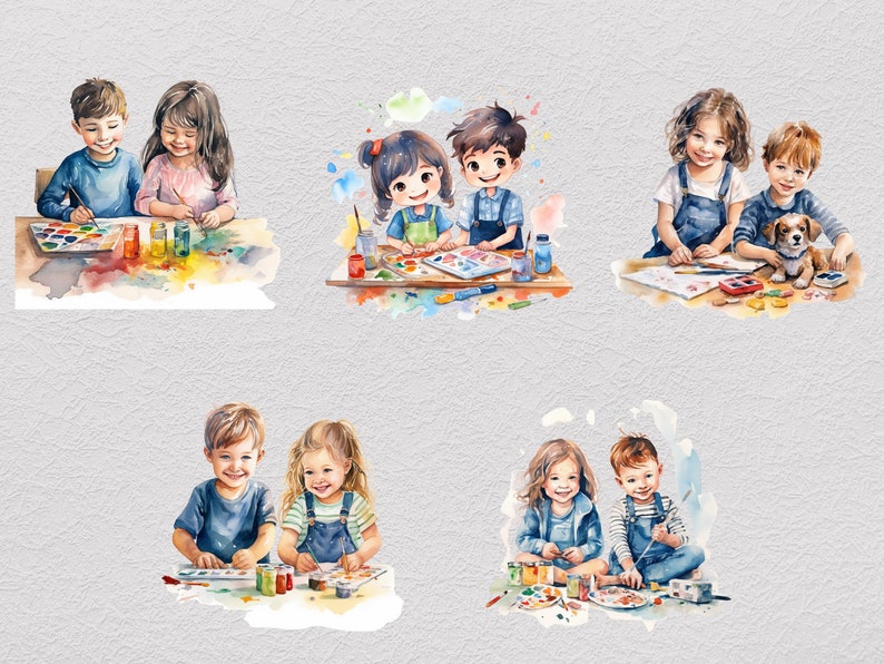 Student Art Class Clipart, School Clipart PNG Bundle, Transparent ...