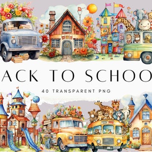 Back to School Clipart PNG Bundle, Transparent Clip Art for Kids ...