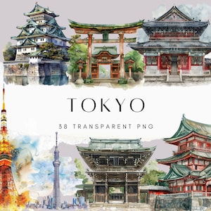 Tokyo Clipart, Watercolour City Clipart Bundle, Around the World ...