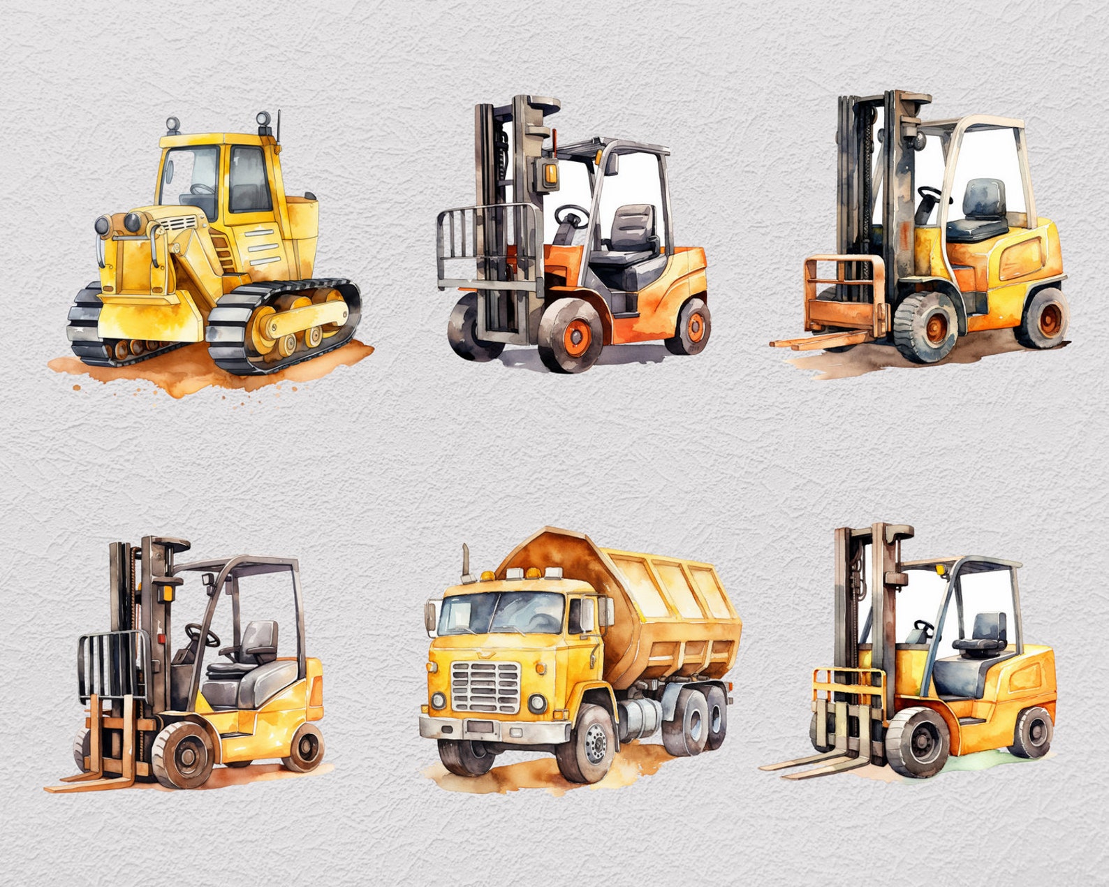 Construction Vehicles Clipart PNG Bundle, Transparent Clip Art for Kids ...