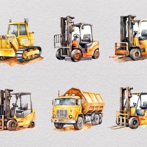 Construction Vehicles Clipart PNG Bundle, Transparent Clip Art for Kids ...