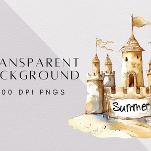Summer Sandcastle Beach Clipart PNG Bundle Transparent Background Clip ...