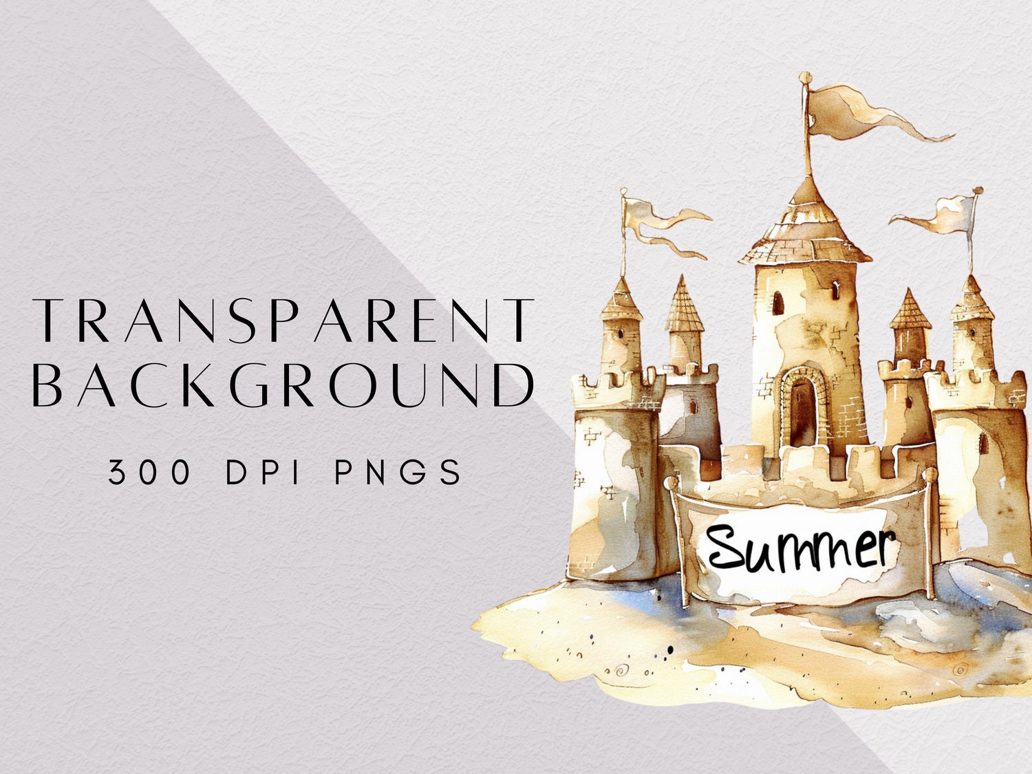 Summer Sandcastle Beach Clipart PNG Bundle Transparent Background Clip ...