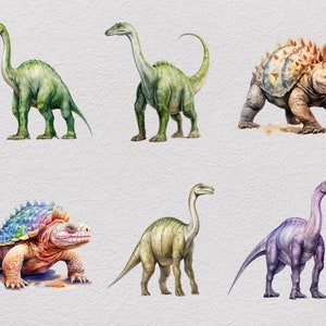 Watercolour Dinosaurs Clipart PNG Bundle, Cute Dino PNG, Transparent ...