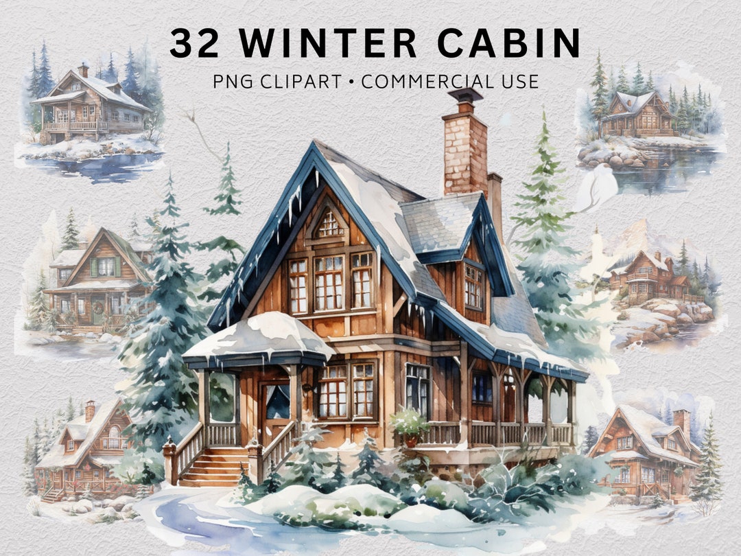 Winter Cabin Clipart PNG, Cabin PNG, Cozy Cabin, Winter Clip Art ...