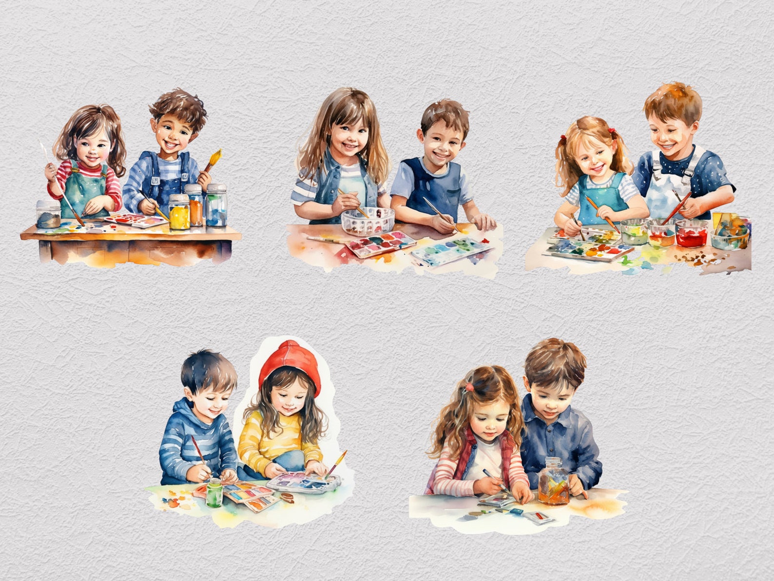 Student Art Class Clipart, School Clipart PNG Bundle, Transparent ...